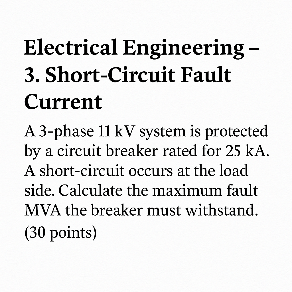 Solved Electrical Engineering3. ﻿Short-Circuit Fault Current | Chegg.com