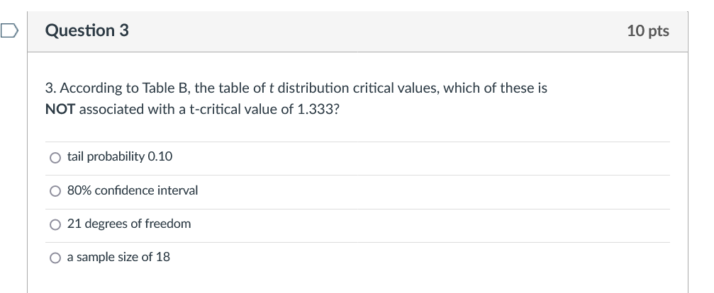 Solved 3. According to Table B, the table of t distribution | Chegg.com