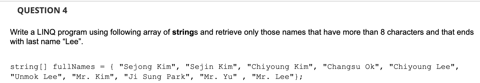Solved Question 4 Write A Linq Program Using Following Array 2235