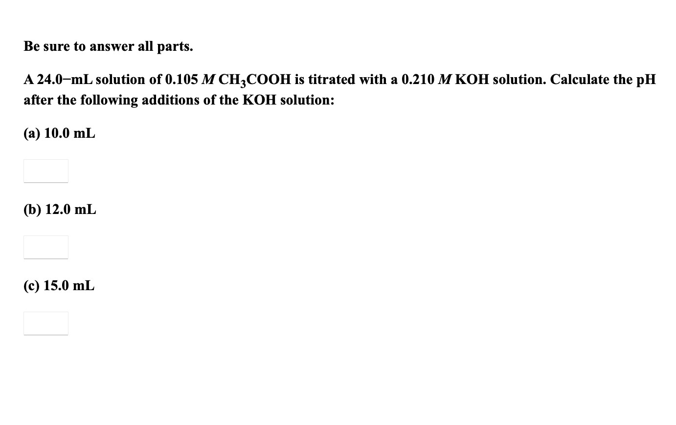 Solved Be sure to answer all parts. A 24.0-mL solution of | Chegg.com