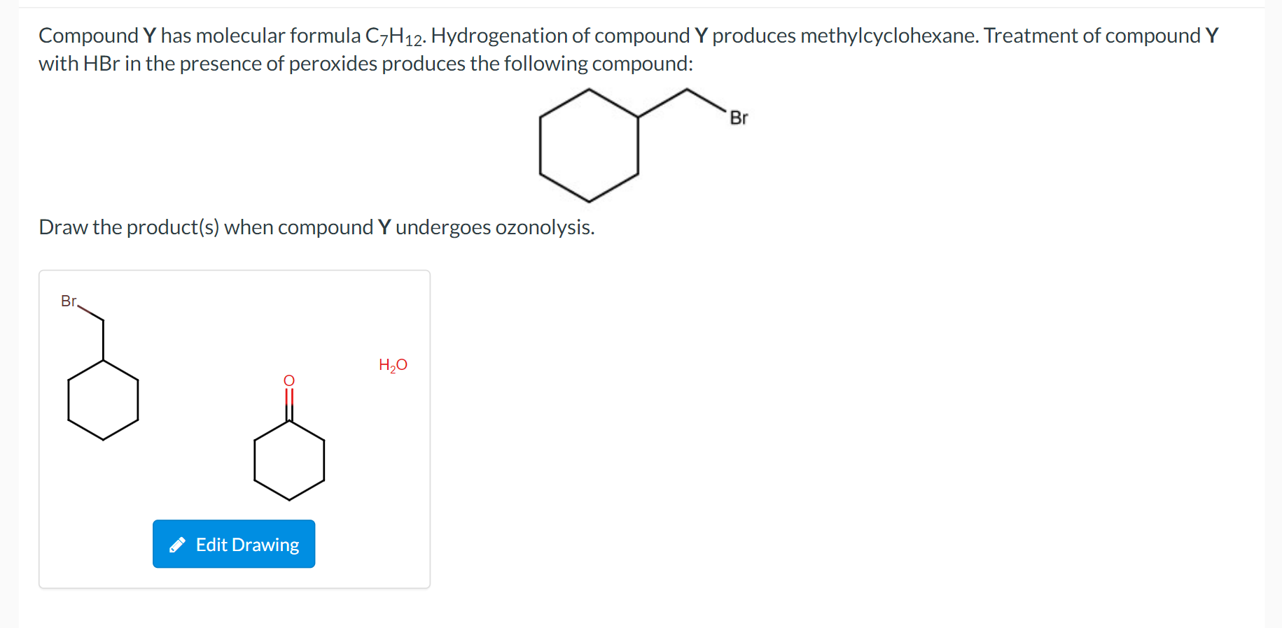 Solved Compound Y has molecular formula C7H12. Hydrogenation | Chegg.com