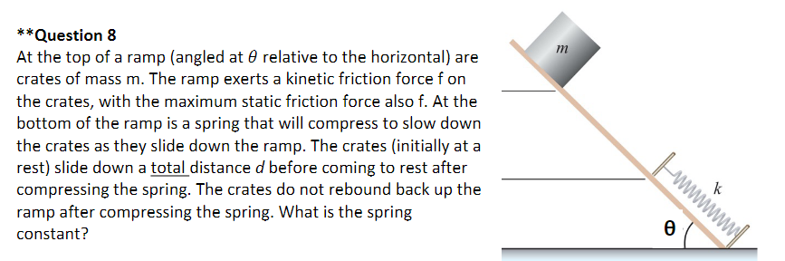 Solved **Question 8 At the top of a ramp (angled at θ | Chegg.com