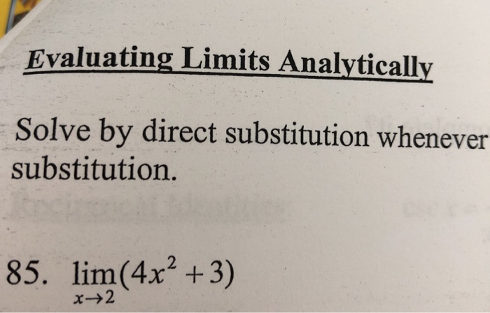 Solved Evaluating Limits Analytically Solve by direct | Chegg.com