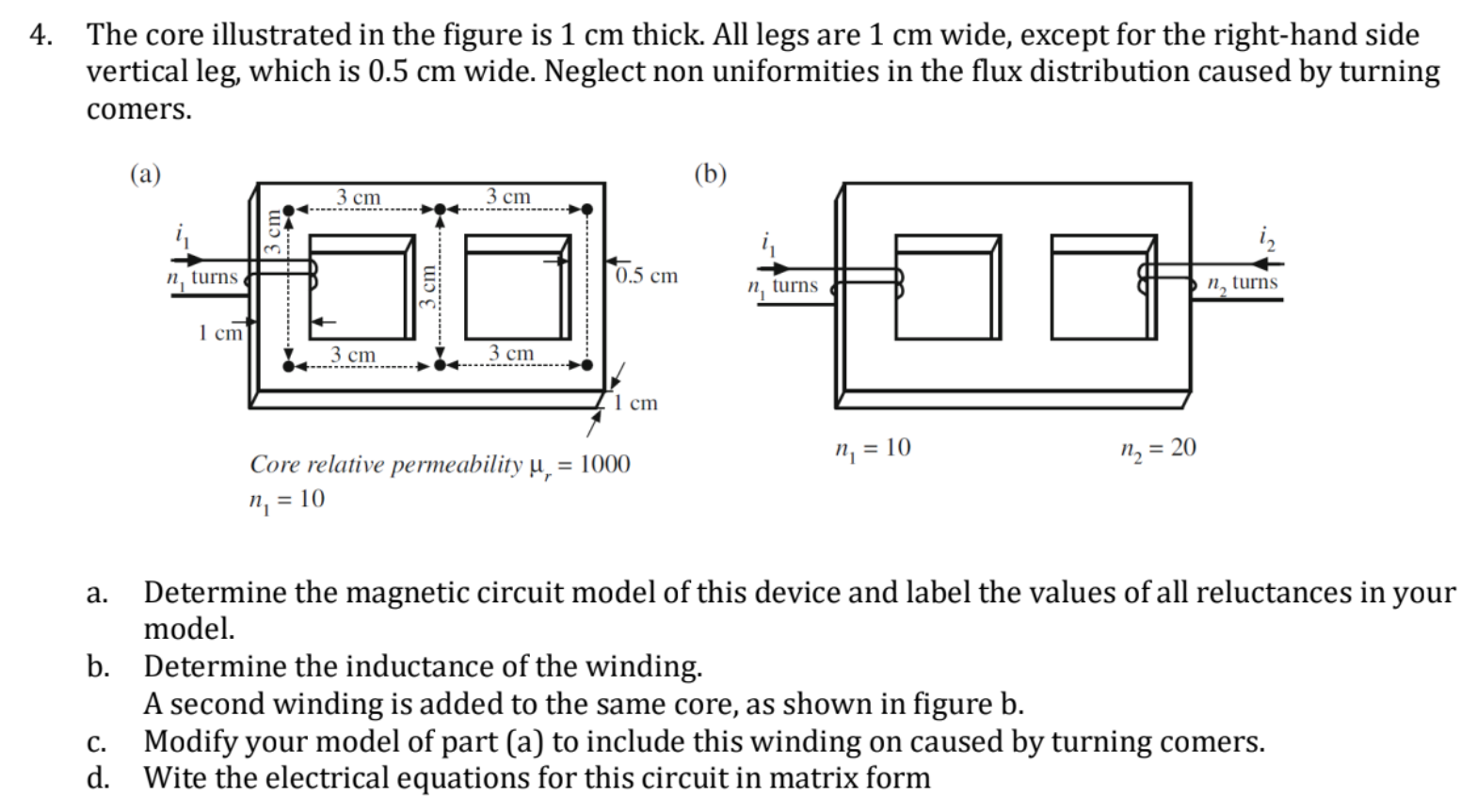 Solved The core illustrated in the figure is 1 cm thick. All | Chegg.com