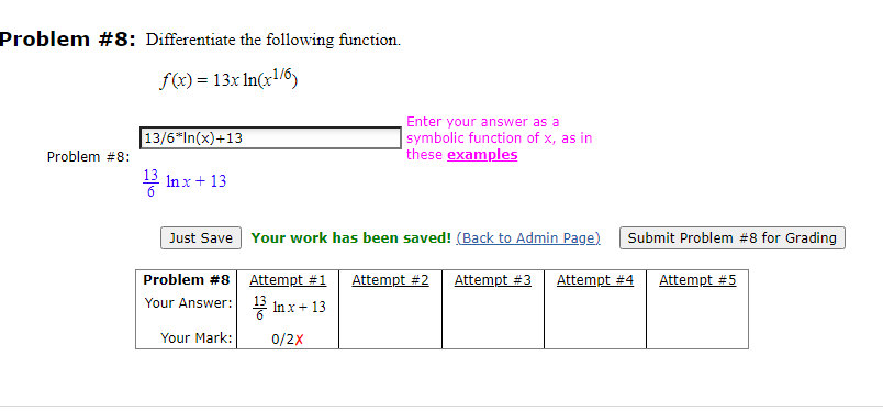 Solved Problem \# 8: Differentiate the following function. | Chegg.com