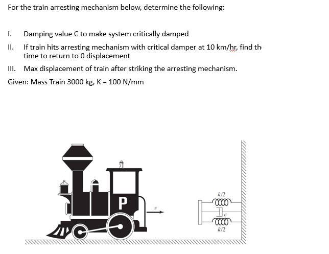 Solved For the train arresting mechanism below, determine | Chegg.com