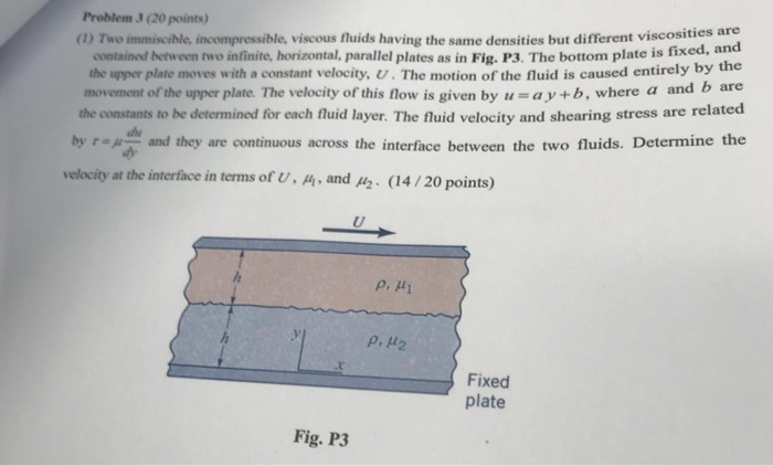 Solved Problem 3 (20 points) (0) Two immiscible | Chegg.com