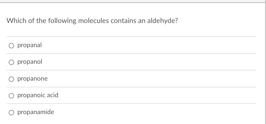 Solved Which of the following molecules contains an | Chegg.com