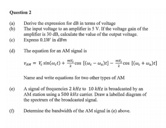 Solved Question 2 Derive the expression for dB in terms of | Chegg.com