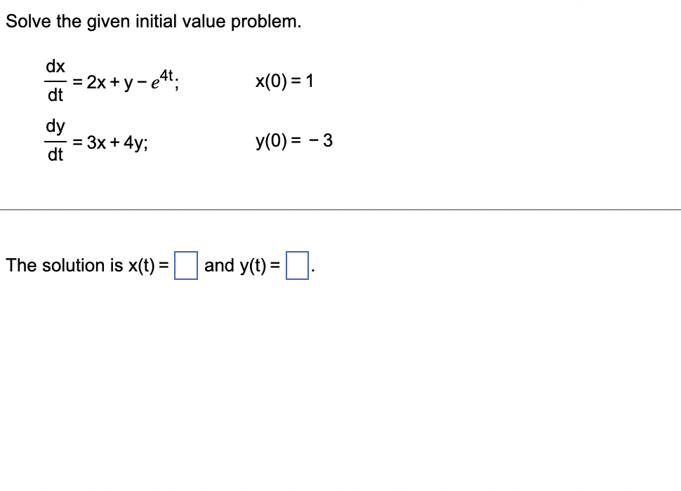 Solved Solve the given initial value problem. | Chegg.com
