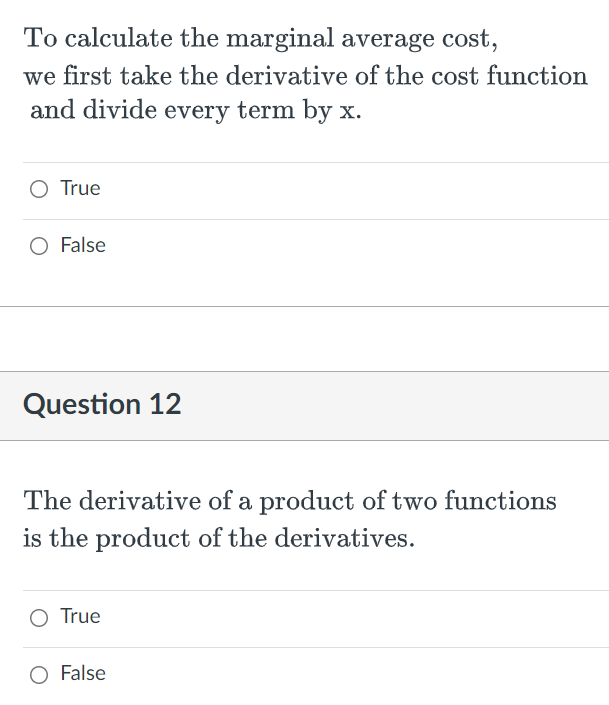 Solved To calculate the marginal average cost, we first take | Chegg.com