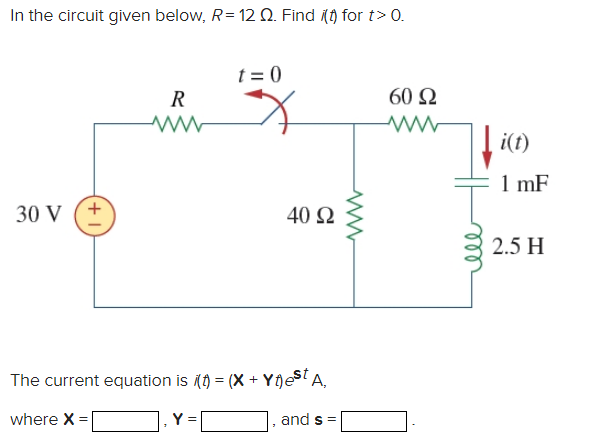 Solved In the circuit given below, R=12Ω. Find i(t) for t>0. | Chegg.com