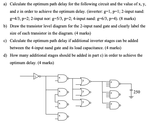 Solved a) Calculate the optimum path delay for the following | Chegg.com