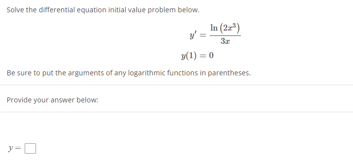 Solved Solve the differential equation initial value problem | Chegg.com