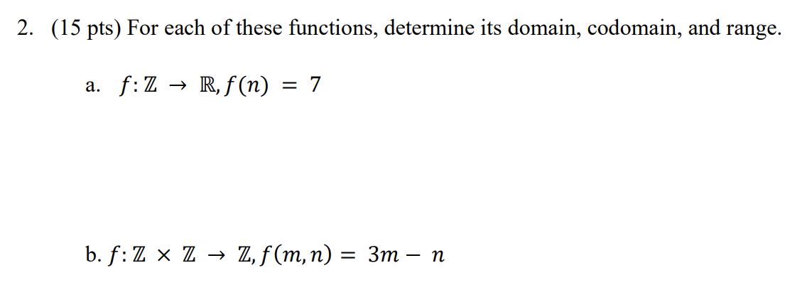Solved Text Translation: 2. For each of these functions, | Chegg.com