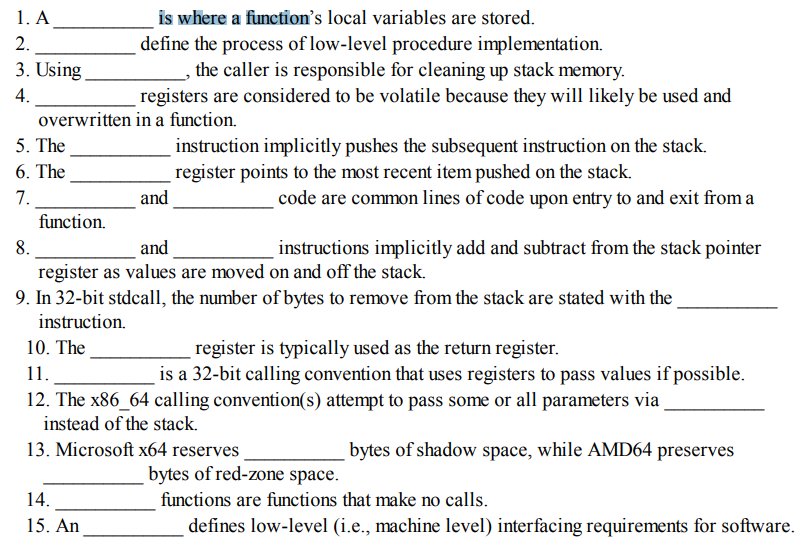Solved Is Where A Function S Local Variables Are Stored