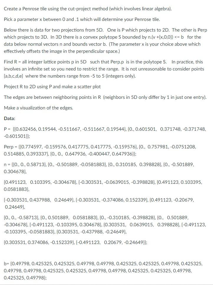 Create a Penrose tile using the cut-project method | Chegg.com