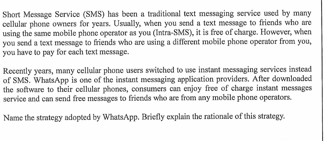 Solved Short Message Service (SMS) has been a traditional | Chegg.com