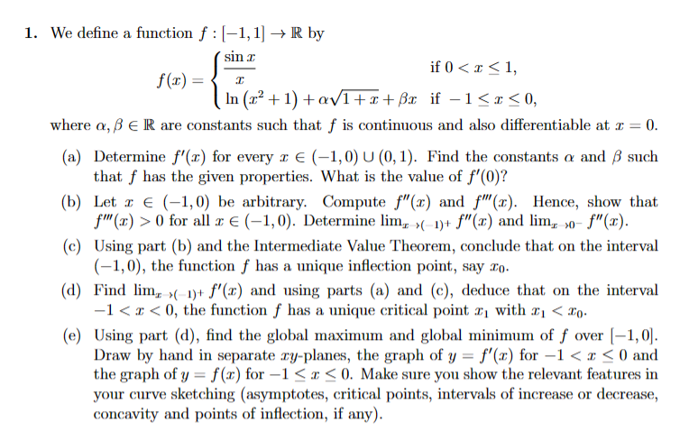 Solved 1. We define a function f:[−1,1]→R by | Chegg.com