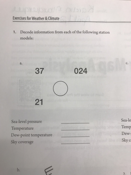 Solved Exercises for Weather&Climate Decode information from | Chegg.com