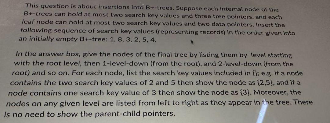 Solved This question is about insertions into B+-trees. | Chegg.com