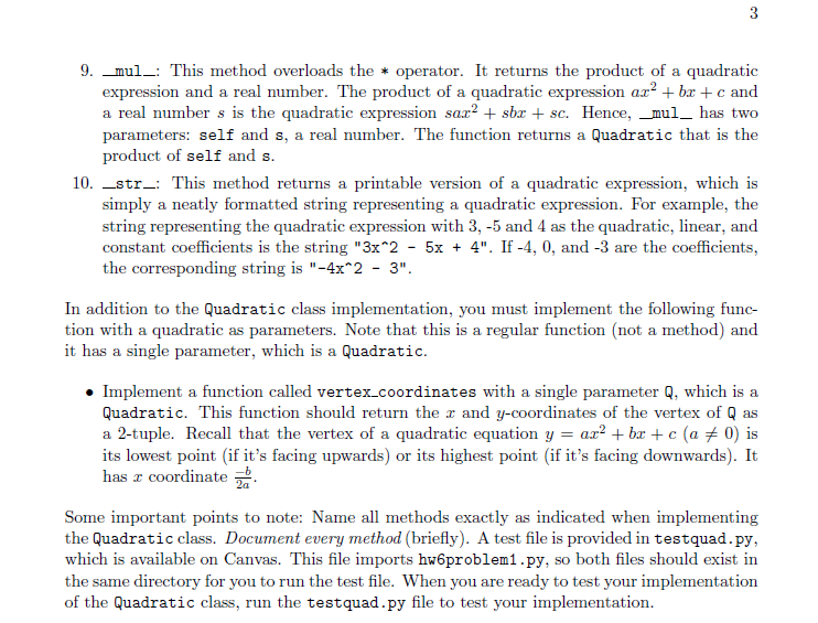 Solved Problem 1 [40 points ] Quadratic expression objects. | Chegg.com