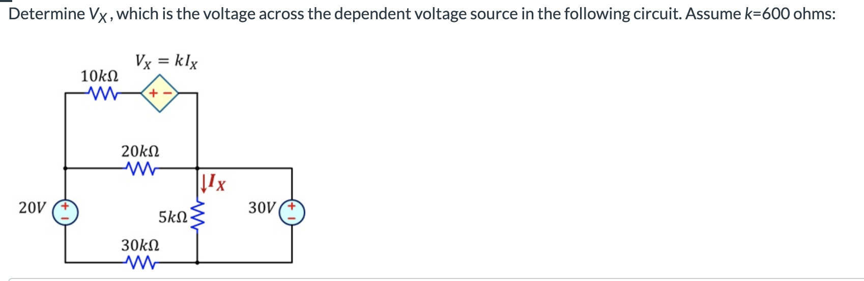 Determine Vx, ﻿which is the voltage across the | Chegg.com
