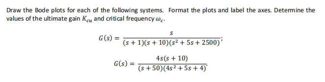 Solved Draw the Bode plots for each of the following | Chegg.com