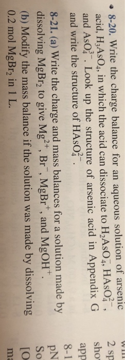 Solved +8-20. Write the charge balance for an aqueous | Chegg.com