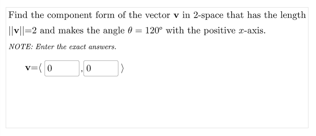 Solved Find the component form of the vector v in 2 -space | Chegg.com