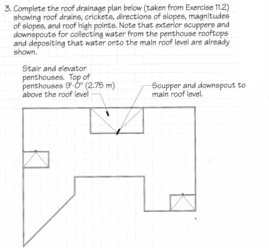 Solved 3. Complete the roof drainage plan below (taken from | Chegg.com