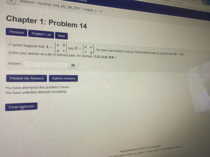 Solved webwork / heckm man mat_242 fall 2017 / chapter 1 14 | Chegg.com