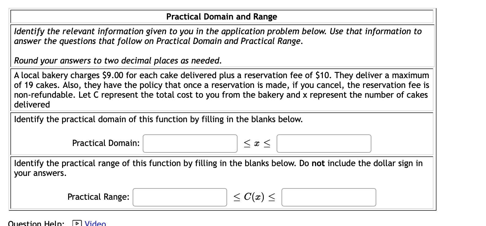 Solved Practical Domain and Range Identify the relevant | Chegg.com