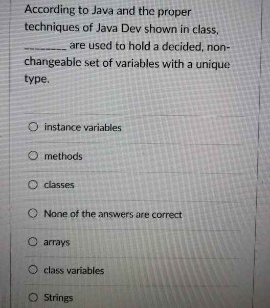 Solved According to Java and the proper techniques of Java | Chegg.com