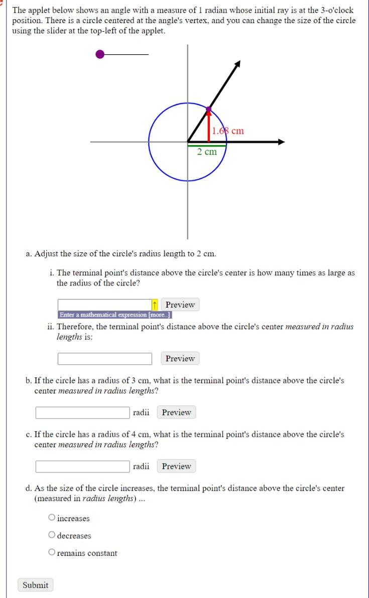 Solved The applet below shows an angle with a measure of 1 | Chegg.com