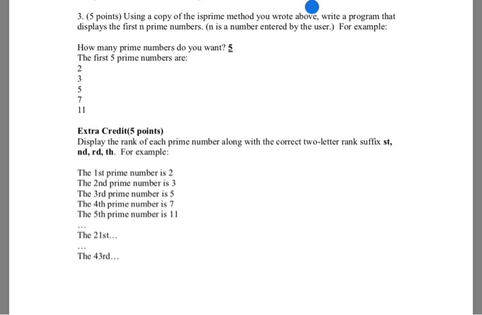 Solved 3. (5 points) Using a copy of the isprime method you | Chegg.com