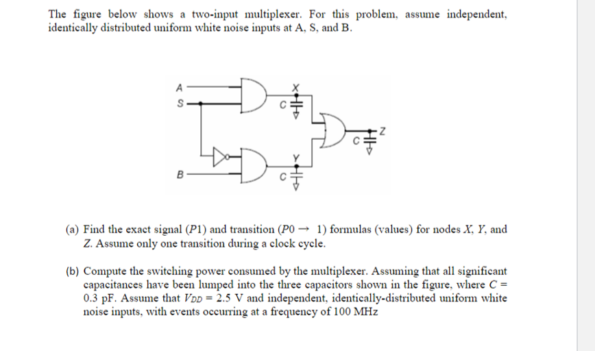 Solved The figure below shows a two-input multiplexer. For | Chegg.com