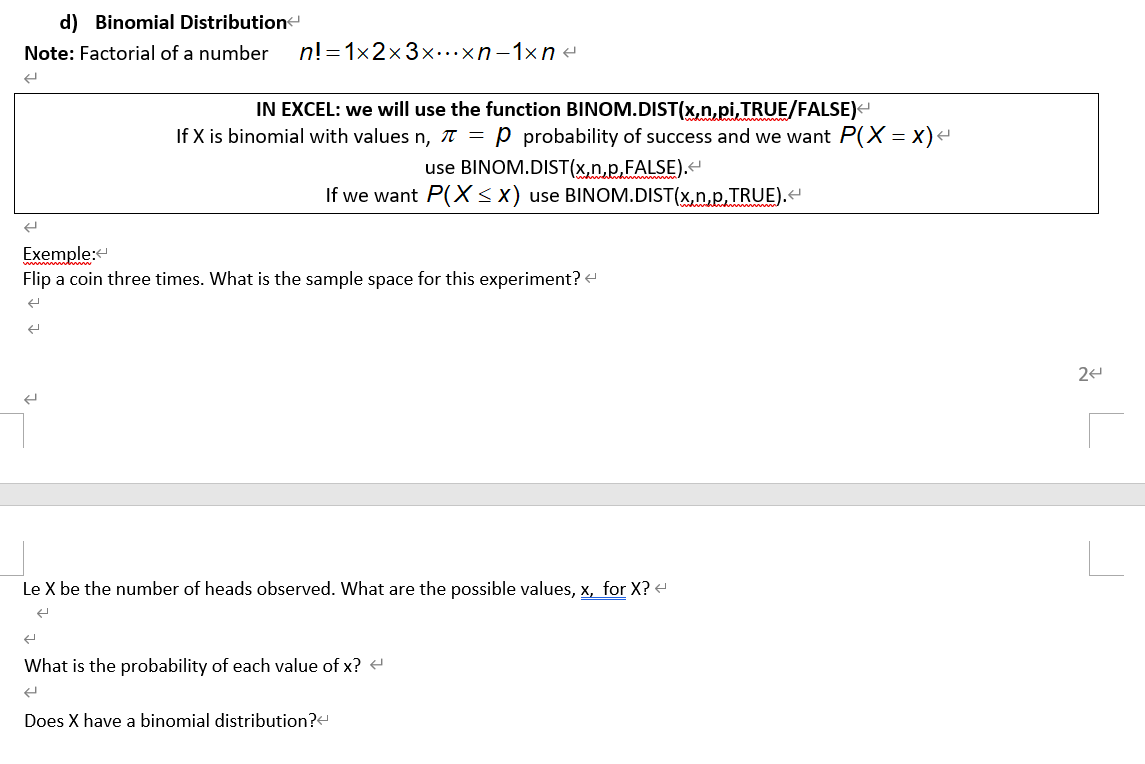Solved d) Binomial Distribution Note: Factorial of a number | Chegg.com