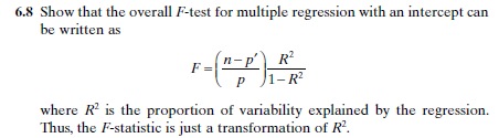 Solved 6.8 Show that the overall F-test for multiple | Chegg.com