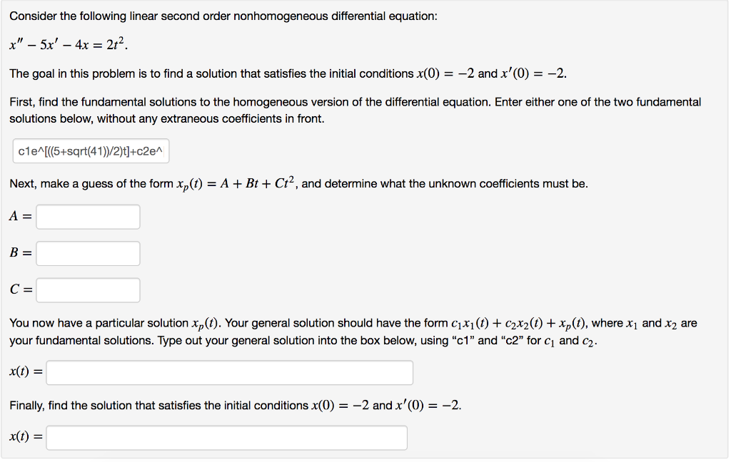 Solved Consider the following linear second order | Chegg.com