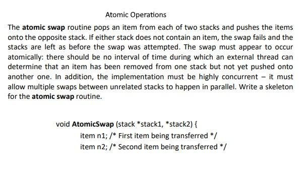 Solved Atomic Operations The atomic swap routine pops an | Chegg.com
