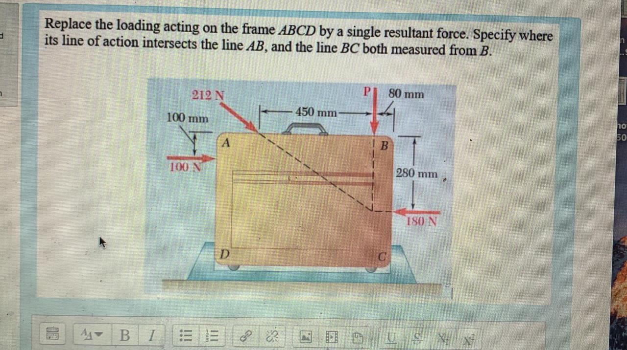 Solved Replace the loading acting on the frame ABCD by a | Chegg.com