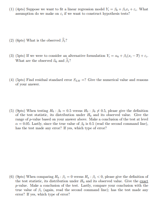 Solved V. (46 points) Read the following R code and outputs | Chegg.com