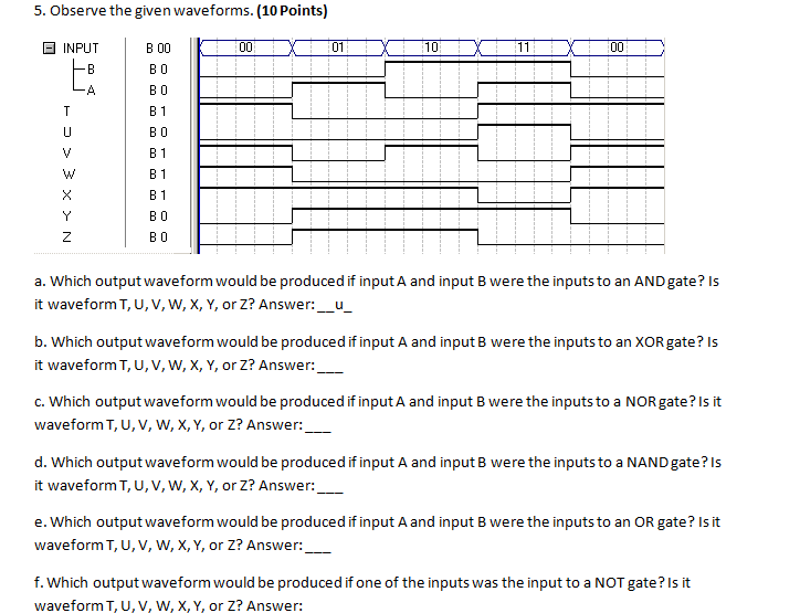 Solved 5 Observe The Given Waveforms 10 Points E Input 8326