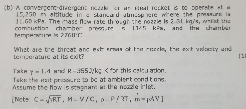 (b) A convergent-divergent nozzle for an ideal rocket | Chegg.com