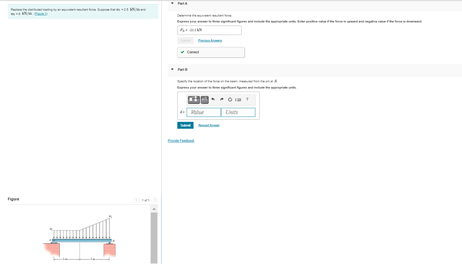Replace the distributed loading by an equivalent | Chegg.com