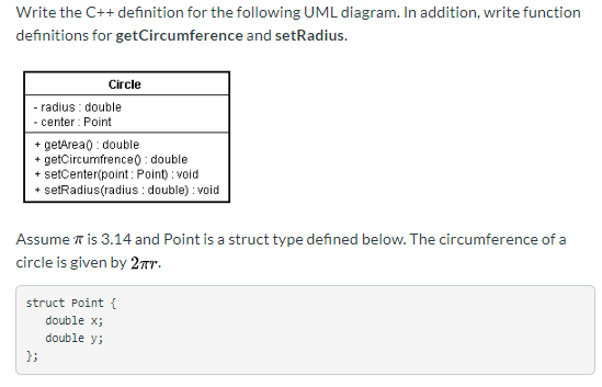 Solved Write the C++ definition for the following UML | Chegg.com