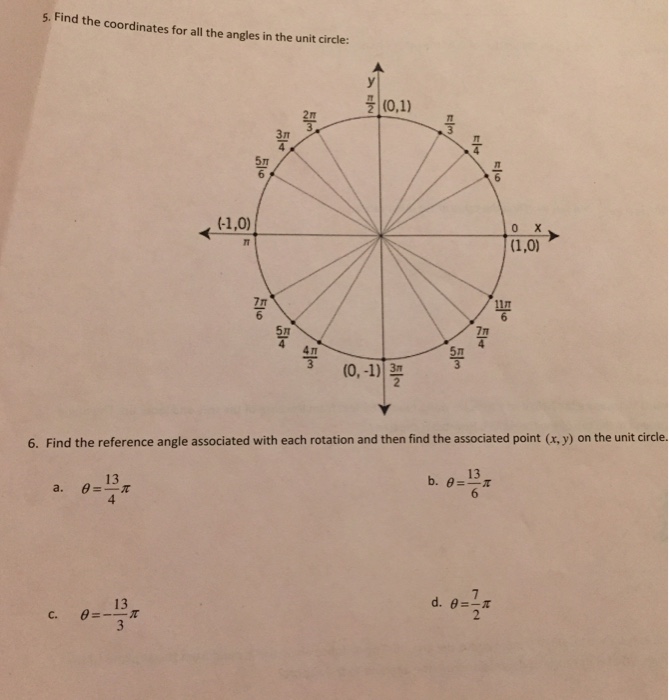 Solved 5. Find the coordinates for all the angles in the | Chegg.com