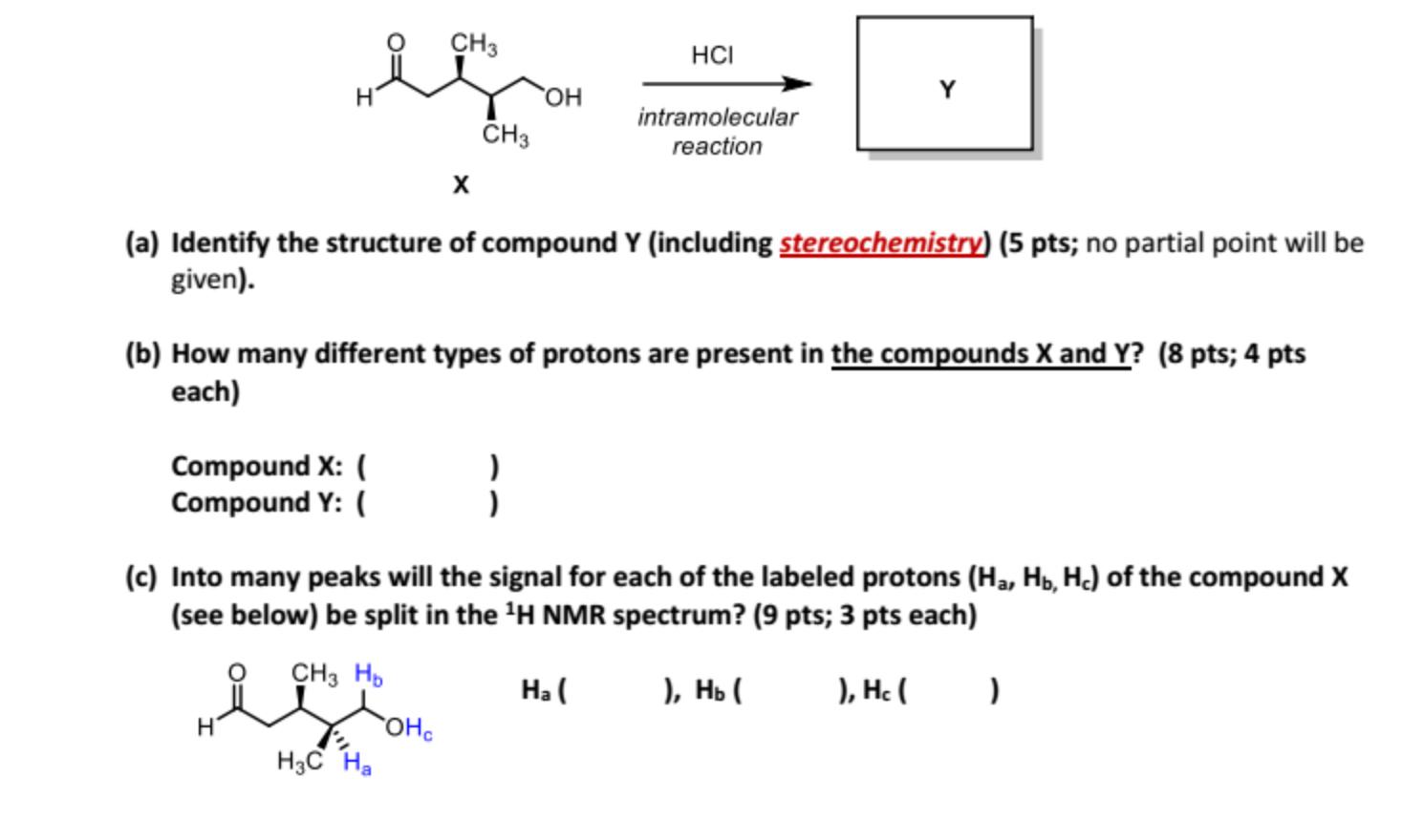 Solved CH3 HCI OH Y CH3 intramolecular reaction X (a) | Chegg.com