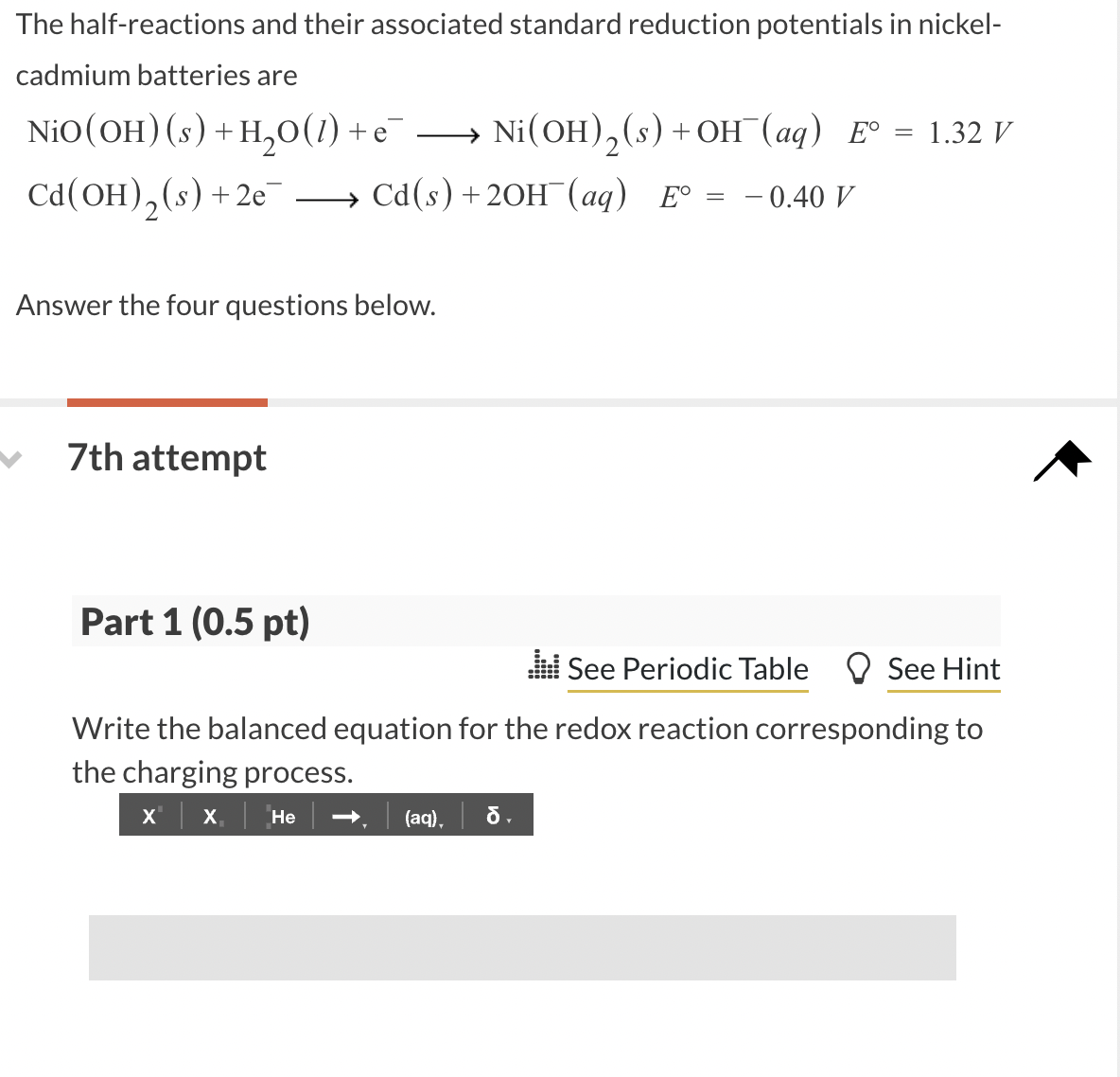 Solved The half-reactions and their associated standard | Chegg.com